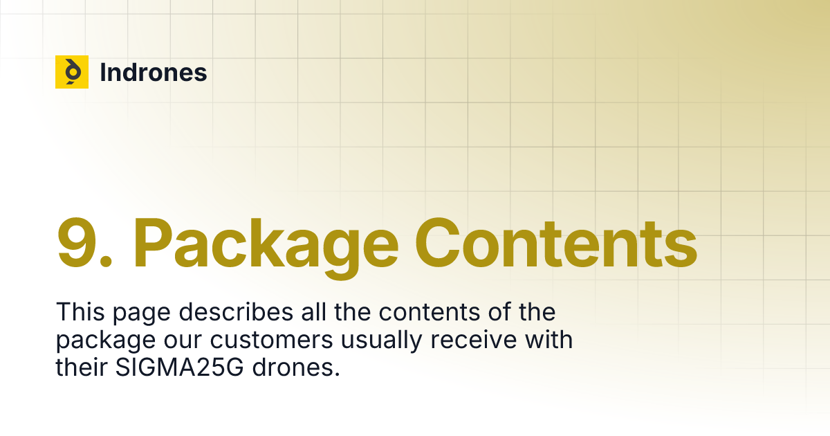 9. Package Contents | Indrones